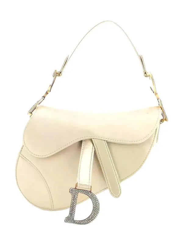 Dior Saddle Handbag Satin With Crystals Mini Shoulder Bag - Neutrals