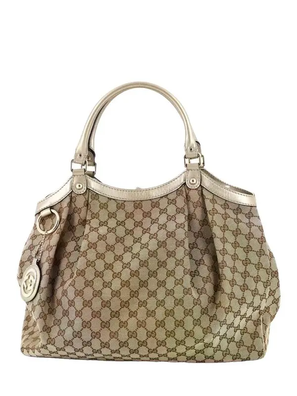 Gucci Sukey Gg Canvas Leather Large Tote Bag - Brown