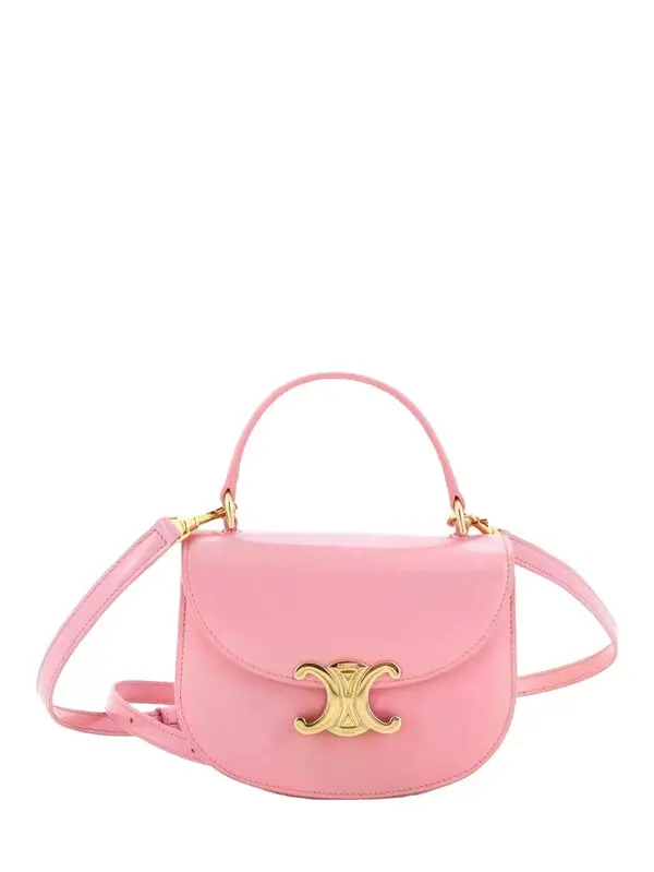 Celine Triomphe Besace Clea Top Handle Flap Bag - Pink