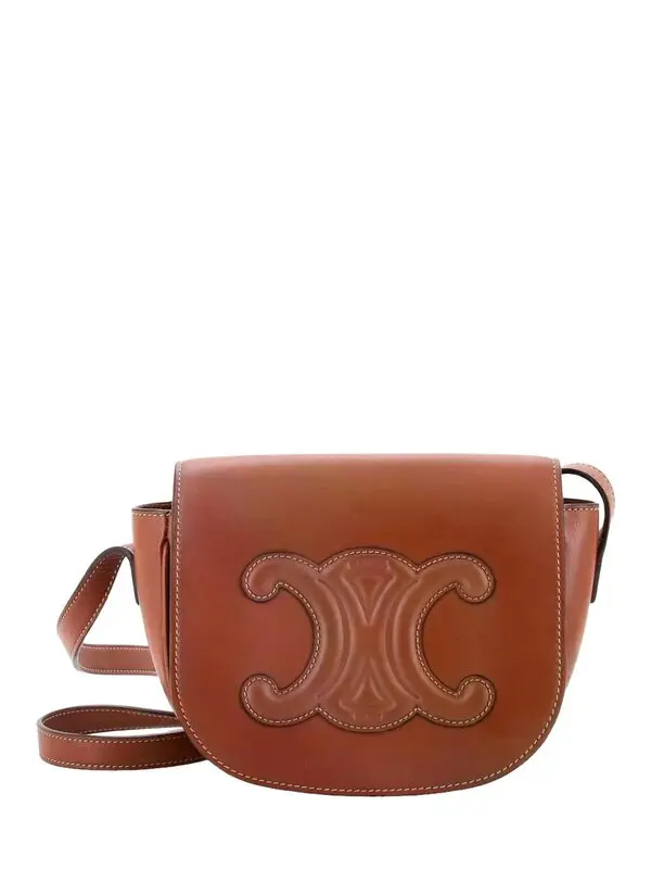 Celine Cuir Triomphe Folco Leather Crossbody Bag - Brown