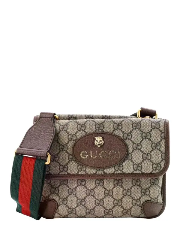 Gucci Neo Vintage Flap Messenger Gg Coated Canvas Crossbody Bag - Brown