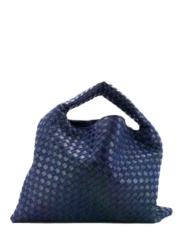 Bottega Veneta Intrecciato Leather And Denim Large Hobo Bag - Blue