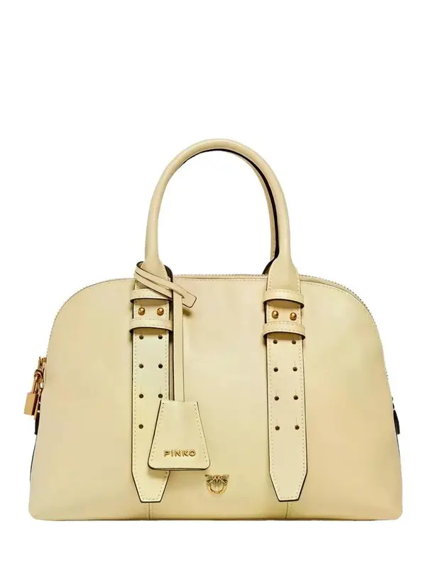 Pinko Escape Leather Tote Bag - Neutrals