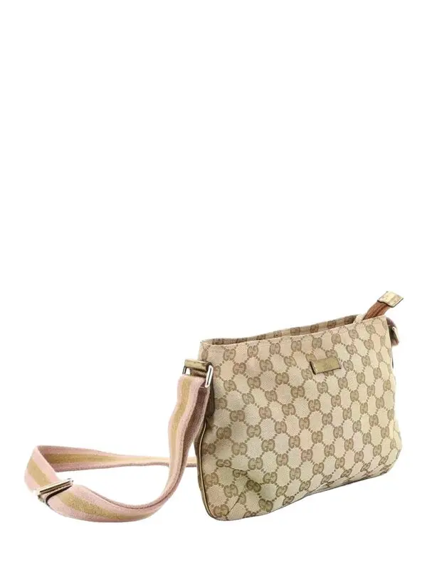 Gucci Web Strap Messenger Bag Gg Canvas Small Crossbody Bag - Brown