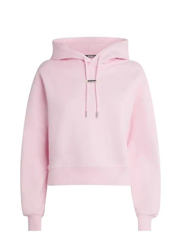 Jacquemus Cotton Grosgrain Logo Hoodie - Pink