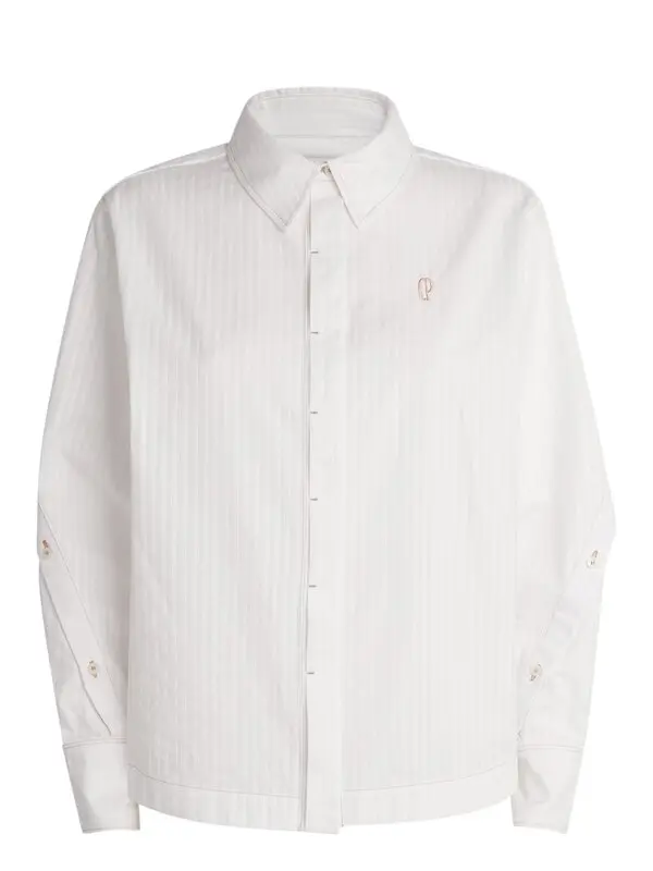 Claudie Pierlot Cotton Stripe Logo Shirt - White