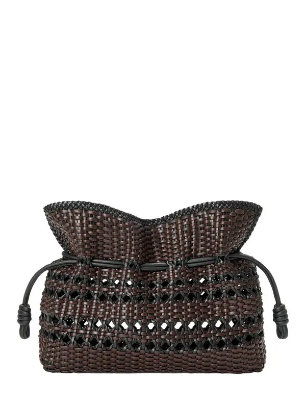 Loewe Leather Woven Flamenco Clutch Bag - Black