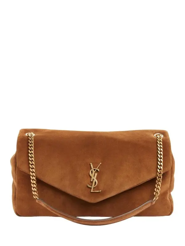Saint Laurent Large Calypso Suede Shoulder Bag - Caramel Cognac