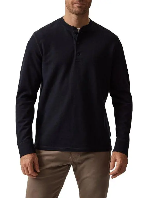 34 Heritage Long Sleeve Pima Cotton Blend Henley - Navy