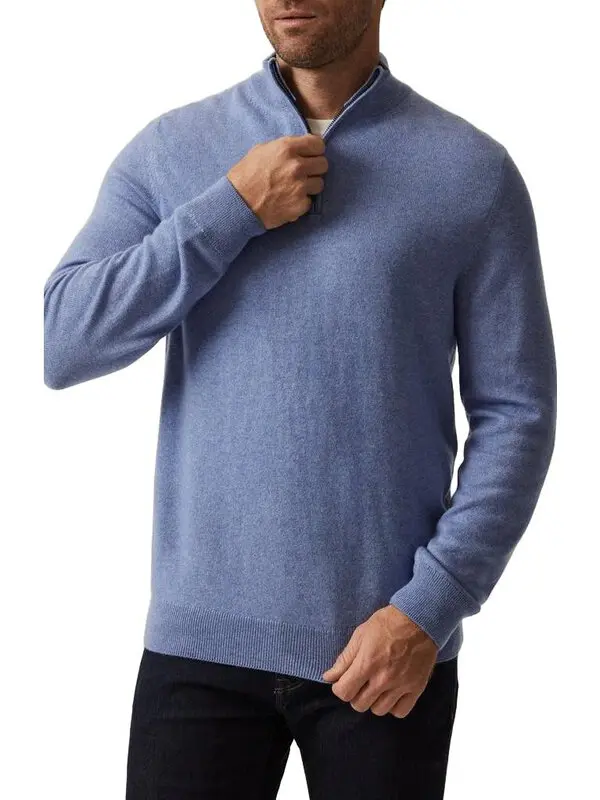 34 Heritage Cashmere Quarter-zip Sweater - Skipper Blue
