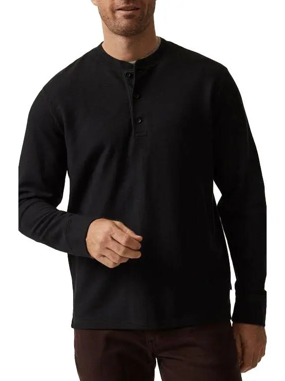 34 Heritage Long Sleeve Pima Cotton Blend Henley - Black