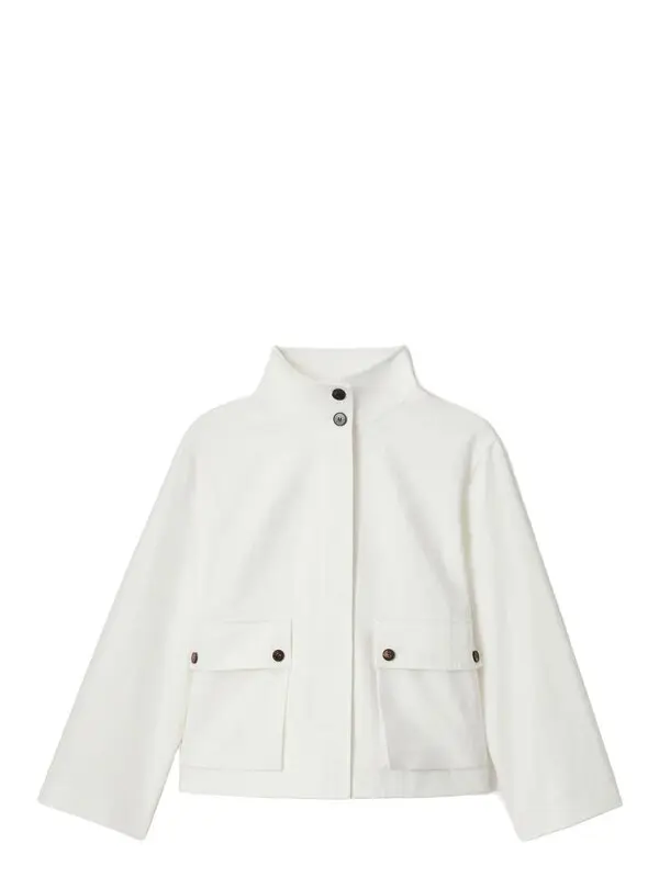 Lafayette 148 New York Funnel Neck Cargo Jacket - White