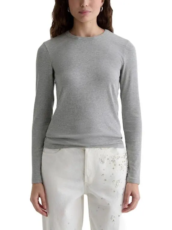 Ag Julia Rib Long Sleeve Top - Heather Grey