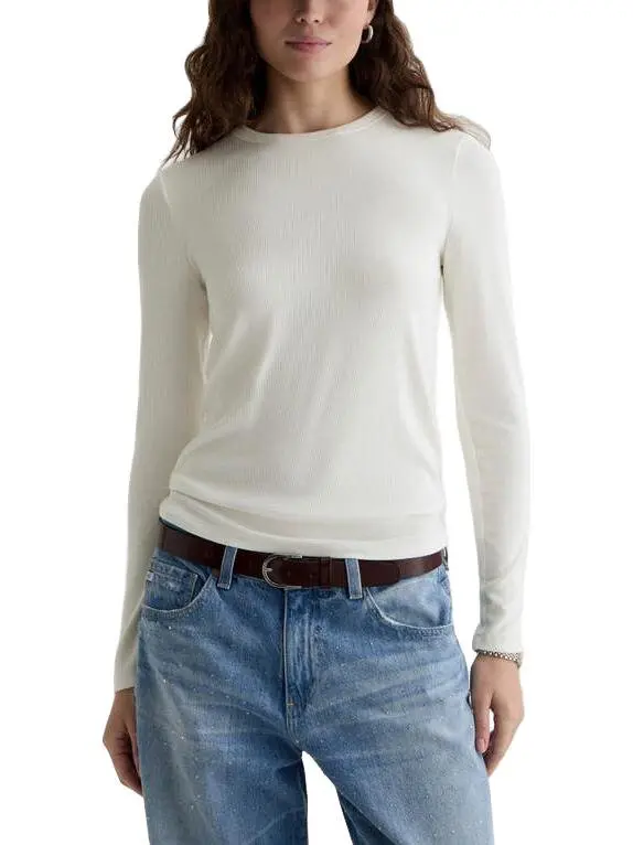 Ag Julia Rib Long Sleeve Top - Powder