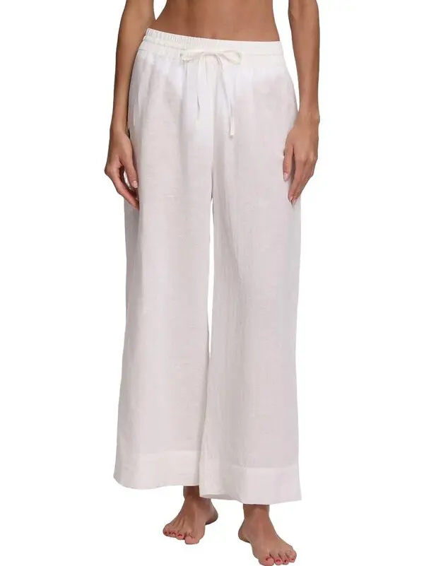 Polo Ralph Lauren Wide Leg Linen & Cotton Drawstring Pants - Cream Wht