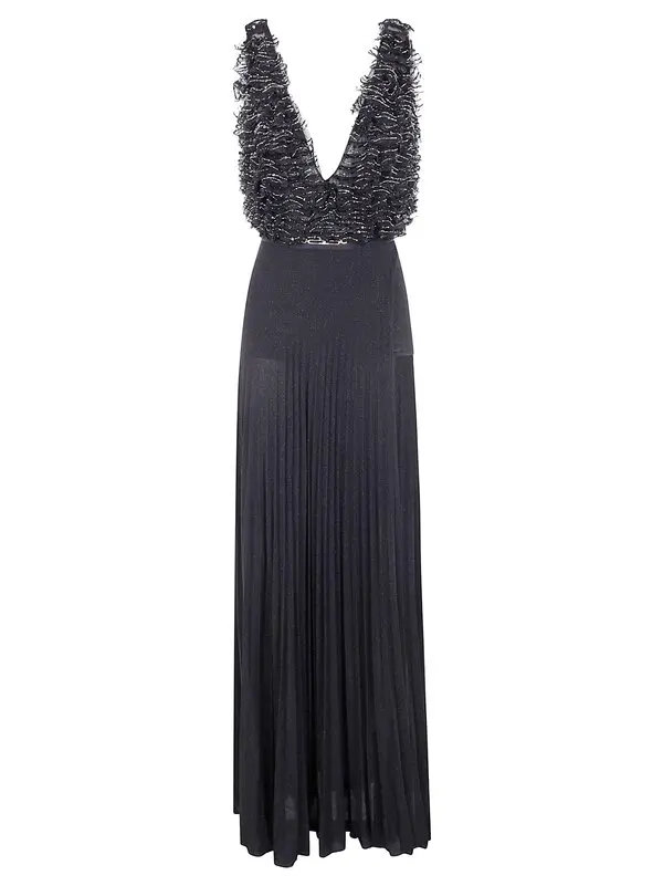 Elisabetta Franchi Sleeveless Long Dress - Black