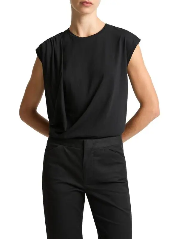 Vince Cap Sleeve Drape Top - Black
