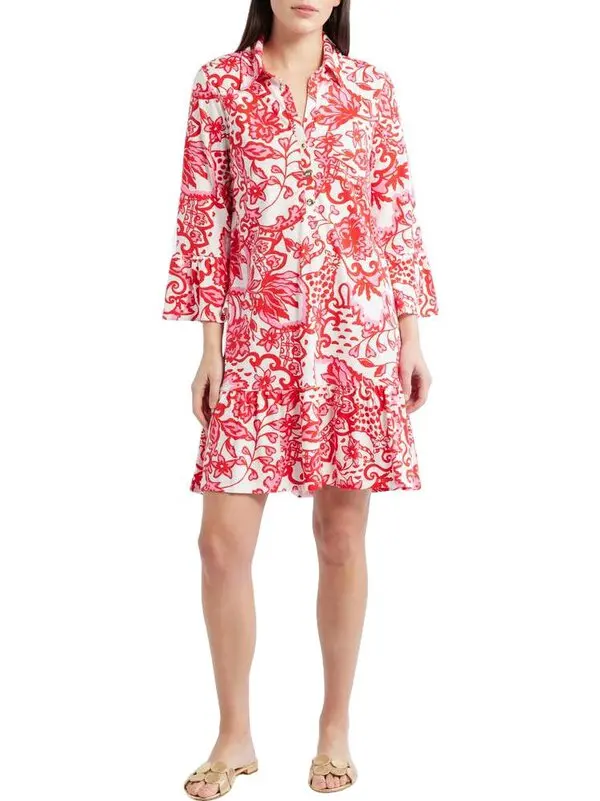 Lilly Pulitzer® Delany Long Sleeve Cotton Shirtdress - Coconut Spicy Socialite