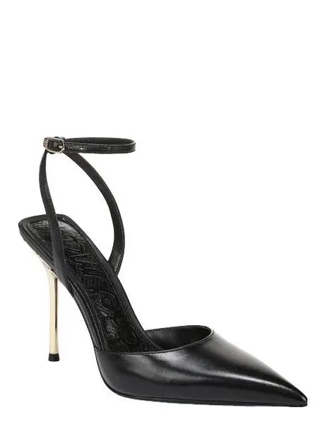 Sam Edelman Pointed-toe Pump With Ankle Strap - Black