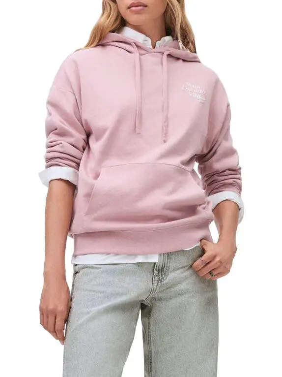 Mango Printed Cotton Hoodie - Pastel Pink