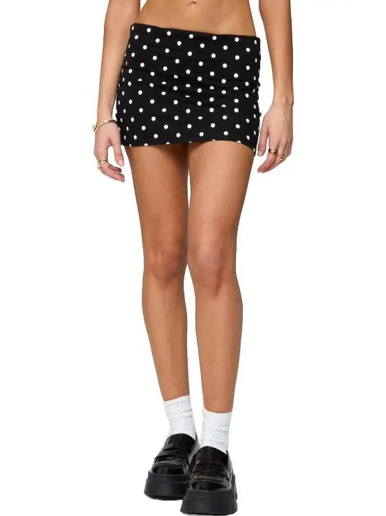 EDIKTED Aisha Polka Dot Miniskirt - Black-and-white