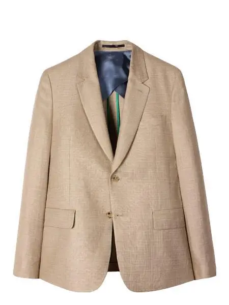Paul Smith Tan Sharkskin Linen-wool Buggy-lined Blazer - Brown
