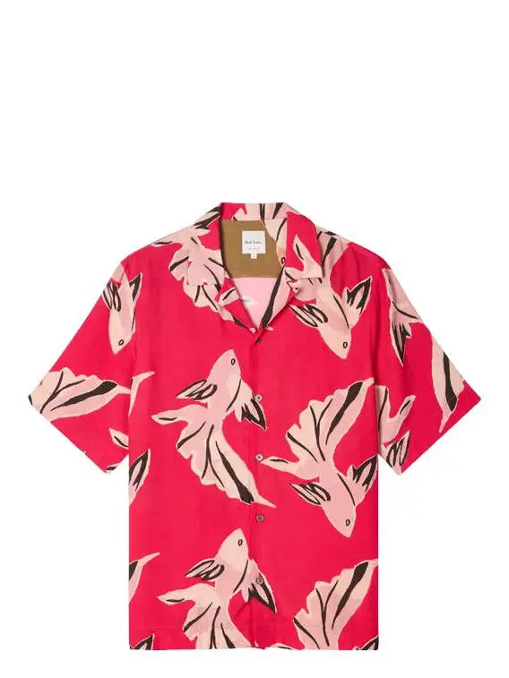 Paul Smith Bright 'le Peche Fish' Print Viscose Shirt - Pink