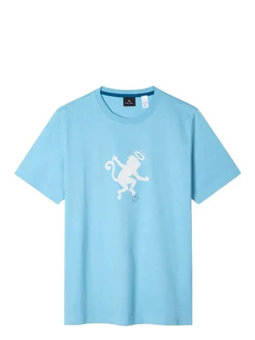 Paul Smith Light 'angel Monkey' Print T-shirt - Blue