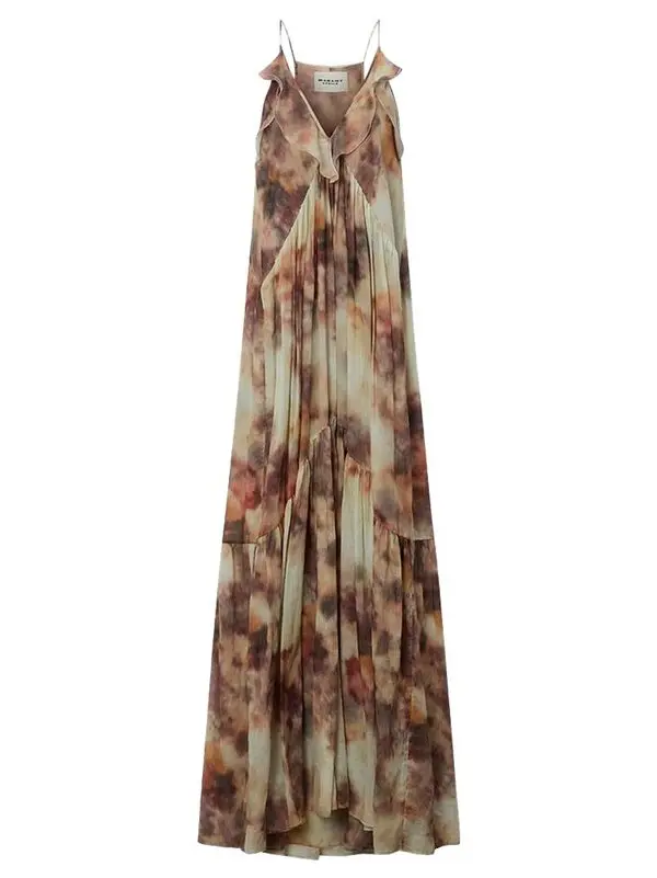 MARANT ETOILE Vasmila Printed Cotton Maxi Dress - Beige