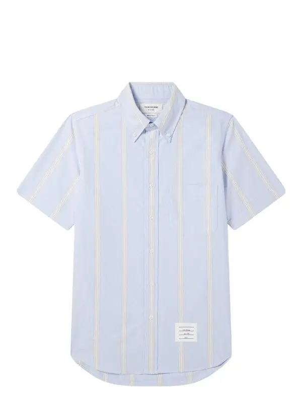 Thom Browne Button-down Collar Striped Cotton Oxford Shirt - Blue
