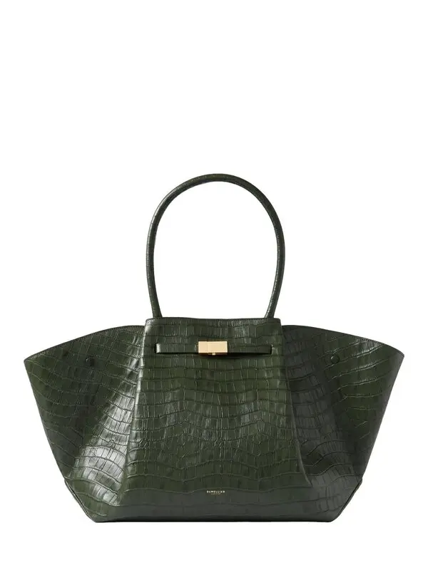 DEMELLIER The New York Large Croc-effect Leather Tote - Green