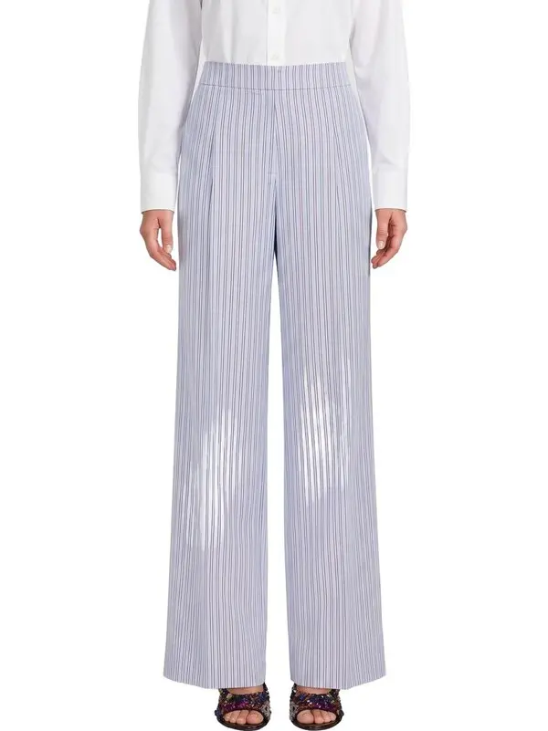 Dries Van Noten Wide Leg Striped Trousers - Gnawed Blue