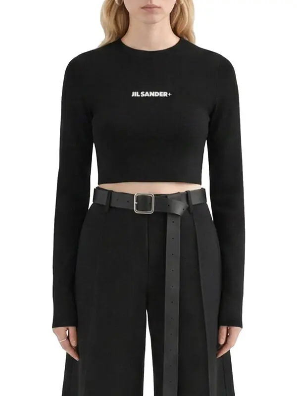 JIL SANDER Cropped Long Sleeve Top - Black