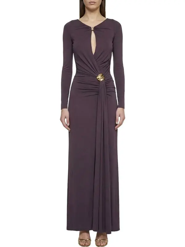 Elisabetta Franchi Long Sleeve Gown - Brown