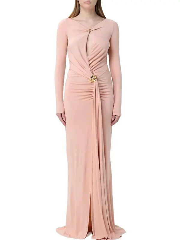 Elisabetta Franchi Long Sleeve Gown - Nude
