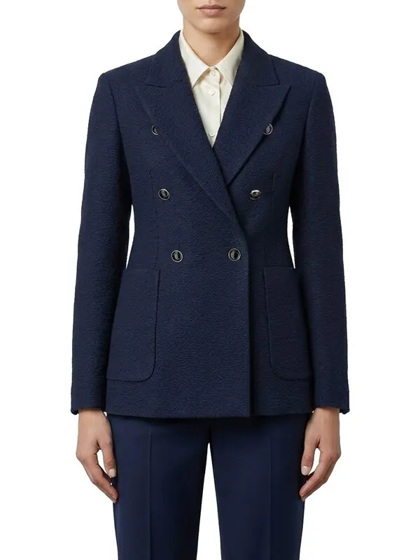 Max Mara Textured Double-breasted Jacket - Blue