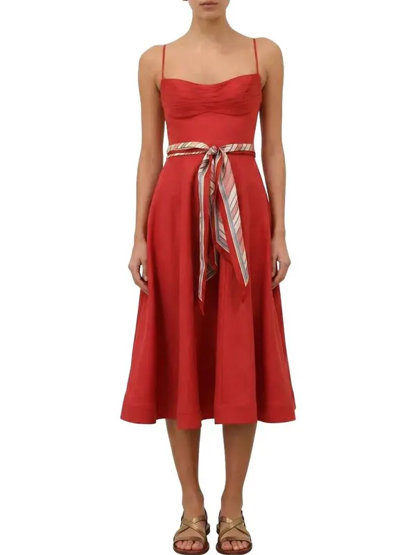 Zimmermann Fitted Bodice Midi Dress - Red
