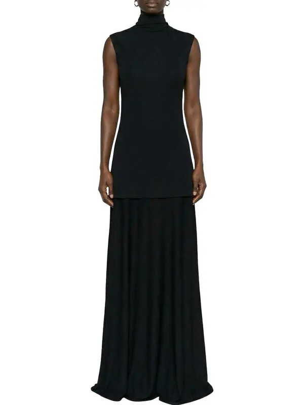 JIL SANDER Sleeveless Mock Neck Maxi Dress - Black