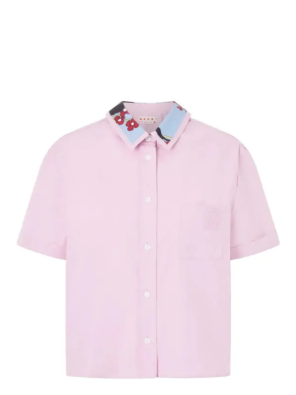 Marni Embroidered Floral-print Cotton-poplin Shirt - Pink