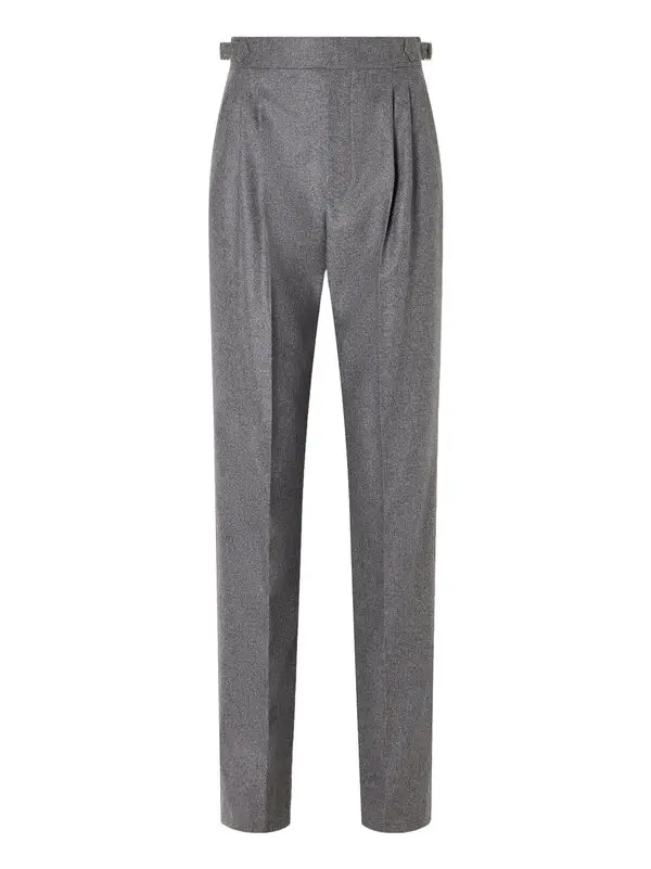 Loro Piana Malik Pleated Wool And Cashmere-blend Straight-leg Pants - Gray