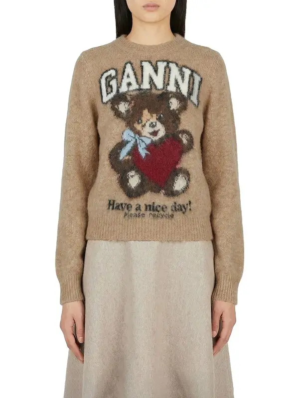 GANNI Graphic Knit Sweater - Camel