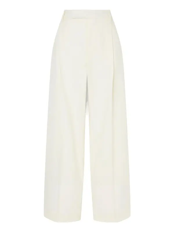 Maria Mcmanus Pleated Wool-blend Wide-leg Trousers - Ivory