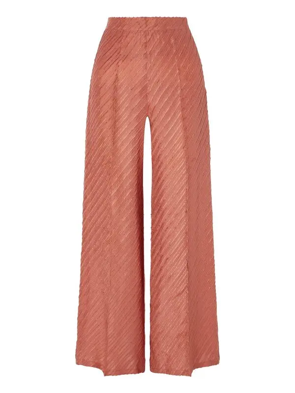 Giuliva Heritage Amanda Fringed Wide-leg Silk Pants - Red