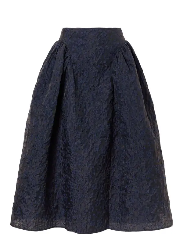 Cecilie Bahnsen Fabiola Embroidered Cotton-blend Cloqué Midi Skirt - Blue