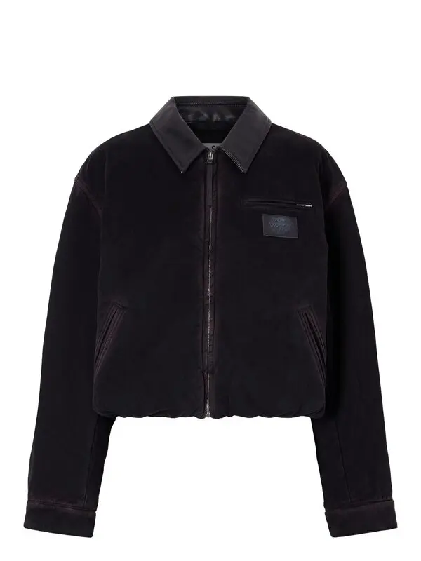 Acne Studios Appliquéd Leather-trimmed Distressed Cotton-twill Jacket - Brown
