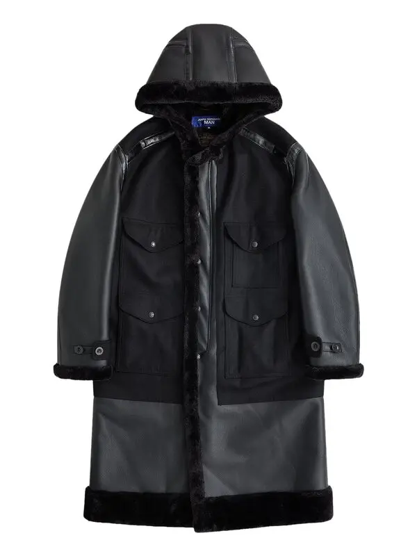 Junya Watanabe X Filson Hooded Faux Fur Coat - Black