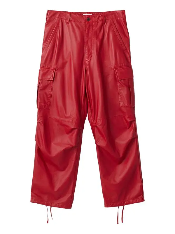 AMBUSH Leather Cargo Pants - Red
