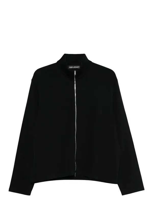 Our Legacy Shrunken Full Zip Jacket With Athletic Rib - Black