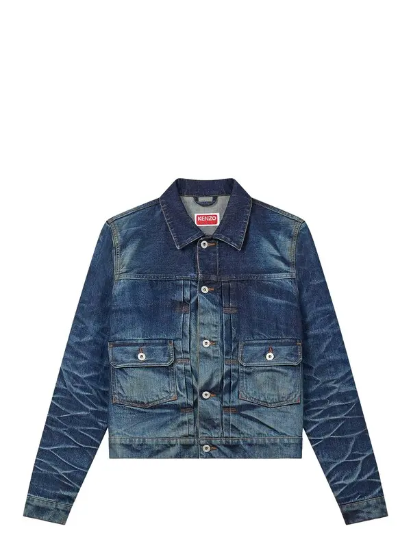 Kenzo Slim Pleated Trucker Jacket - Blue