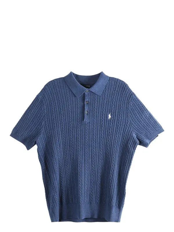 Polo Ralph Lauren Featherweight Cable Knit Short-sleeve Sweater - Blue
